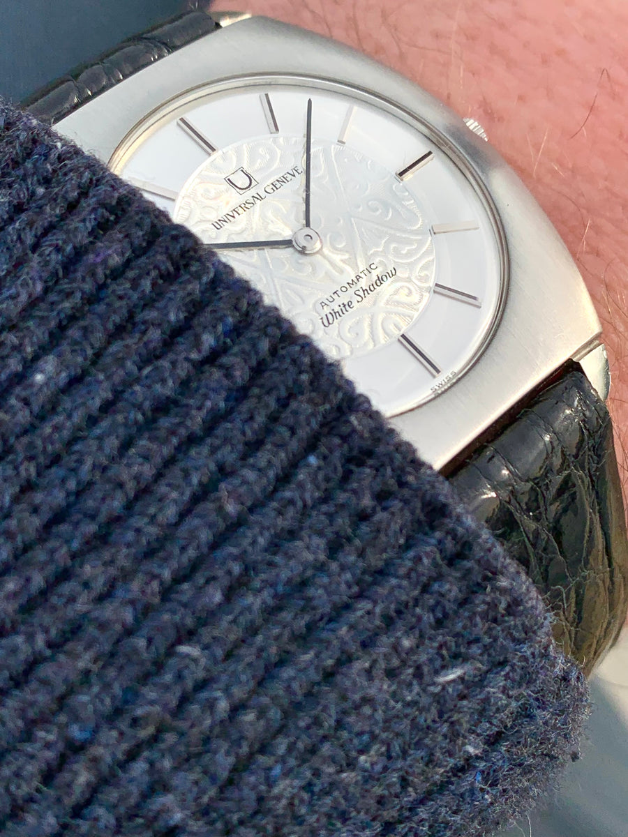 For Sale Vintage 1967 NOS New Old Stock Universal Geneve White Shadow ...