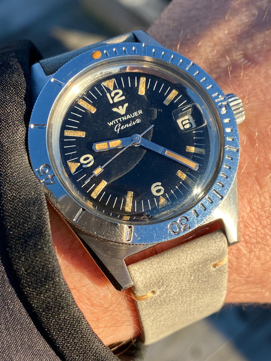 For Sale 1960s Wittnauer Geneve Skin Diver In Stainless Steel Model ...