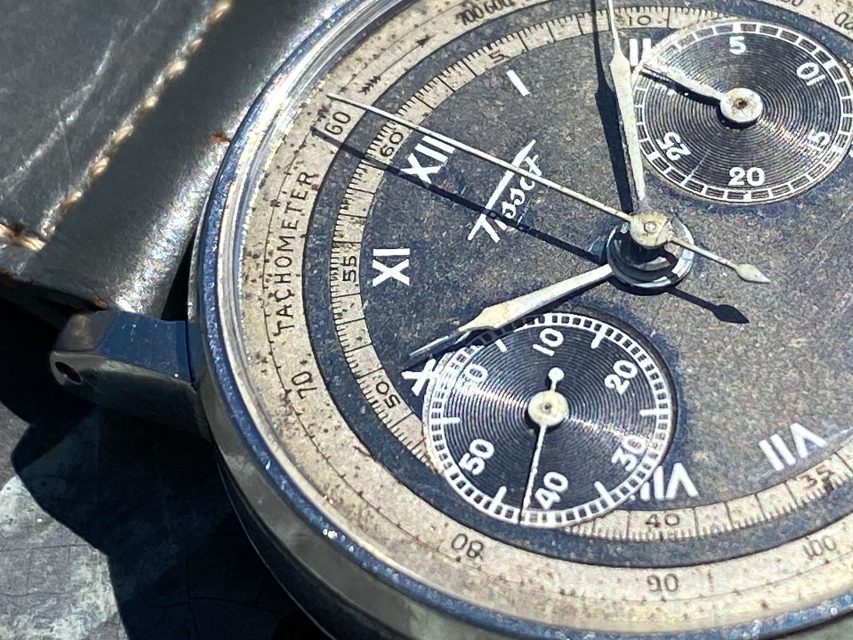 Rare 1942 Tissot Calibre 28.9 T2 Chronograph 2-Tone Grey/White Tropic ...